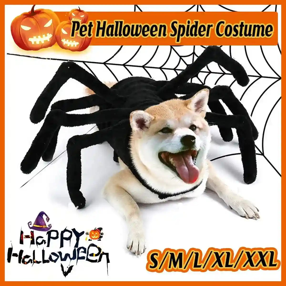 Halloween Pet Spider Costume – Spooky Halloween Outfit for Dogs & Cats ...