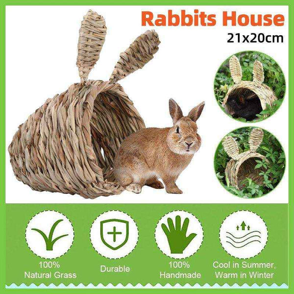 Handmade Natural Grass Rabbit House | Bunny Hideout for Small Pets ...