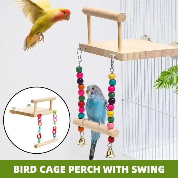 2-in-1 Wooden Bird Swing Platform for Small Parrots & Budgies – Cage ...