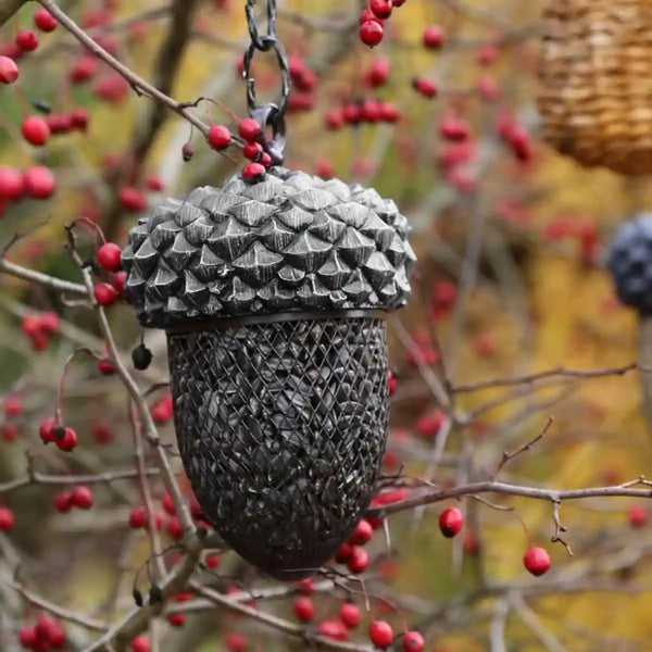 Acorn Bird Feeder Outdoor Metal Seed Holder | Garden Wildlife Feeder ...