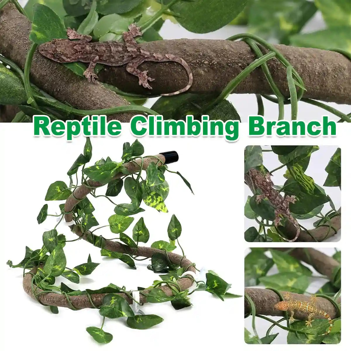 Reptile Climbing Branch with Suction Cups - Jungle Decor for Terrariums ...