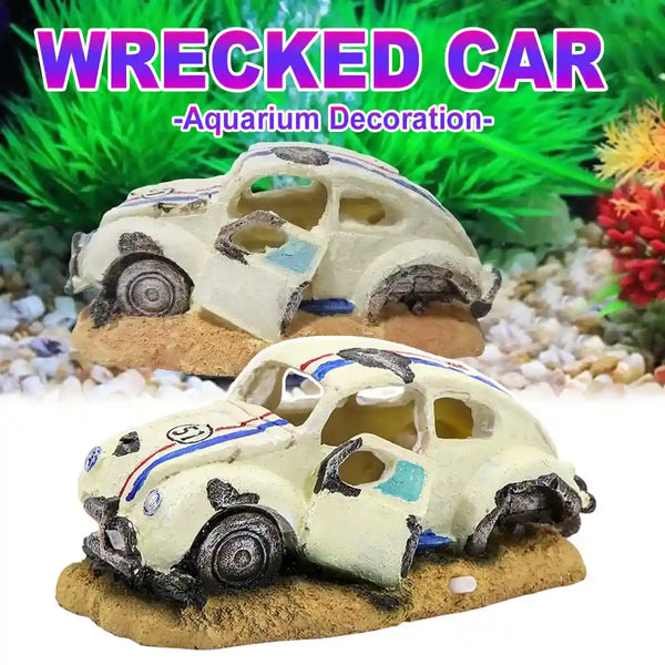 Resin Wrecked Car Aquarium Decoration | Bubble Feature for Fish Tanks ...