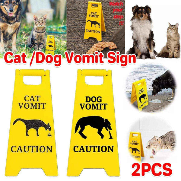 Funny Pet Vomit Warning Signs 2-Pack Cat & Dog Resin Markers ...