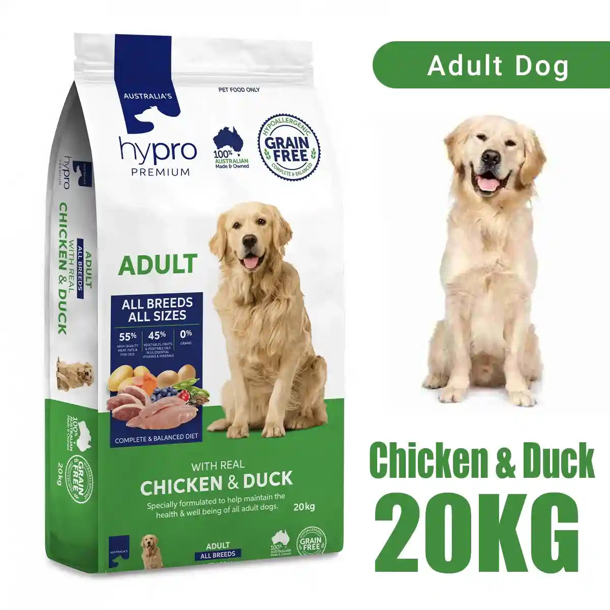 Hypro Grain Free Chicken & Duck Dog Food | Natural Kibble for Active ...