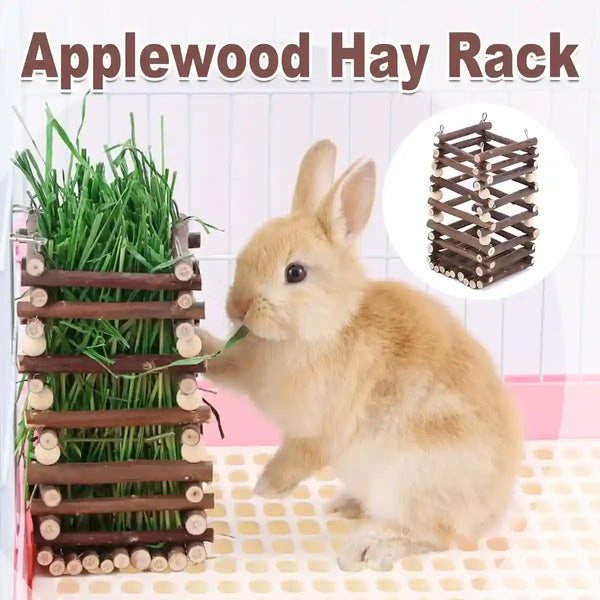 Natural Applewood Hay Rack Feeder for Rabbits & Small Pets – Petfection ...
