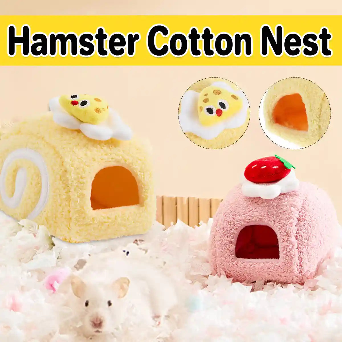 Hamster Cotton Nest | Cozy Plush Swiss Roll Bed for Small Pets ...
