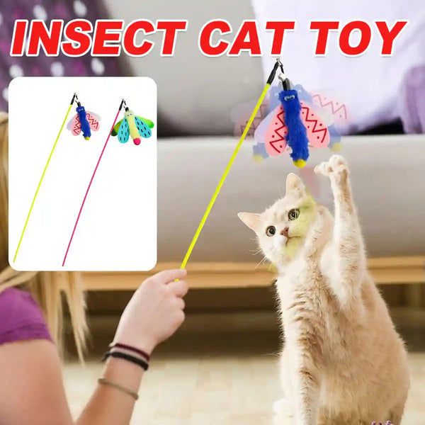 Interactive Feather Teaser Wand for Cats | Fun Insect Design & Bell ...