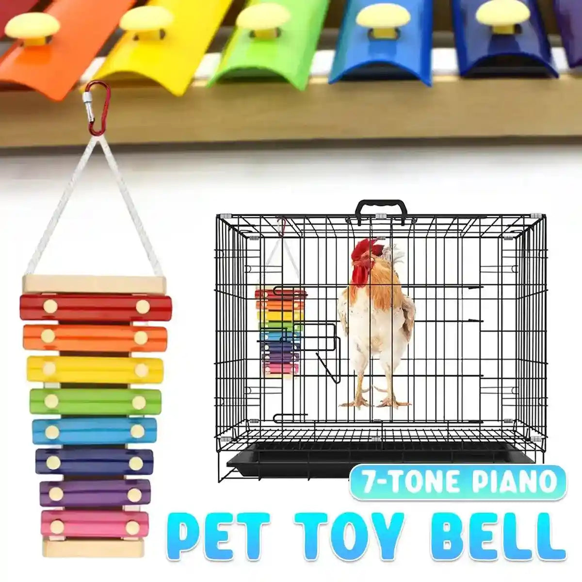 7-Tone Musical Bird Toy - Hanging Xylophone for Chickens & Parrots ...