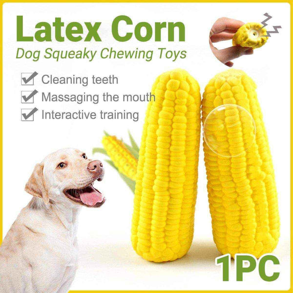 Latex Corn Dog Squeaky Chewing Toy - Fun Teeth Cleaning & Training Toy ...