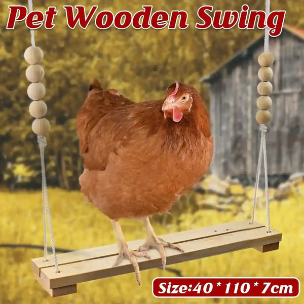 Durable Wooden Chicken Swing with Adjustable Ropes for Poultry ...