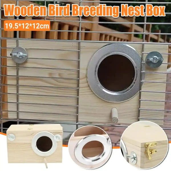Right Opening Breeding Box - Durable Wooden Nesting Box for Parrots ...