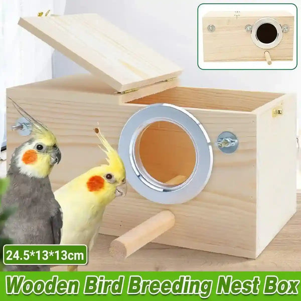 Right Opening Wooden Breeding Box for Parrots - Durable & Spacious ...