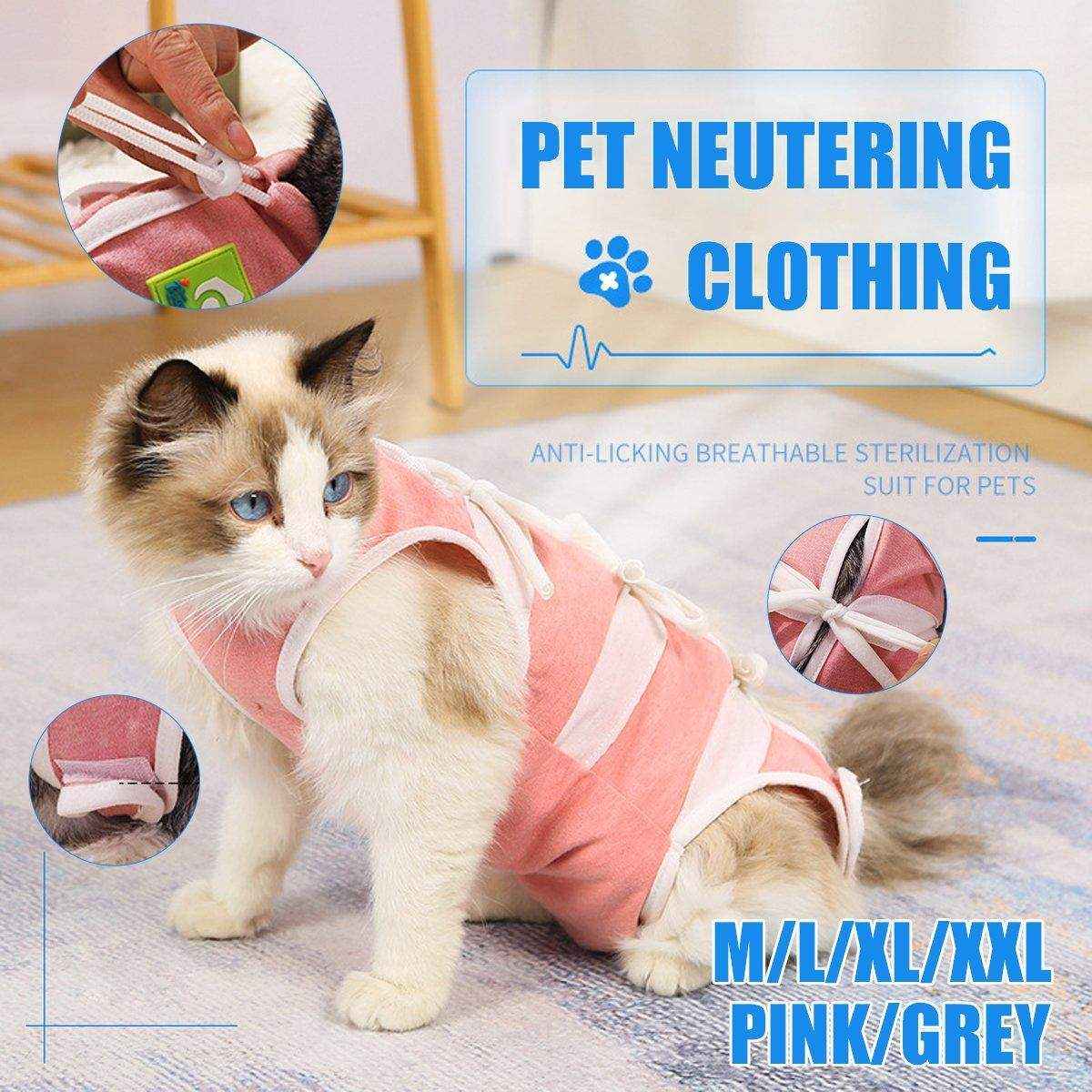 Breathable Anti-Slip Anti-Scratch Pet Neutering Recovery Suit for Cats ...
