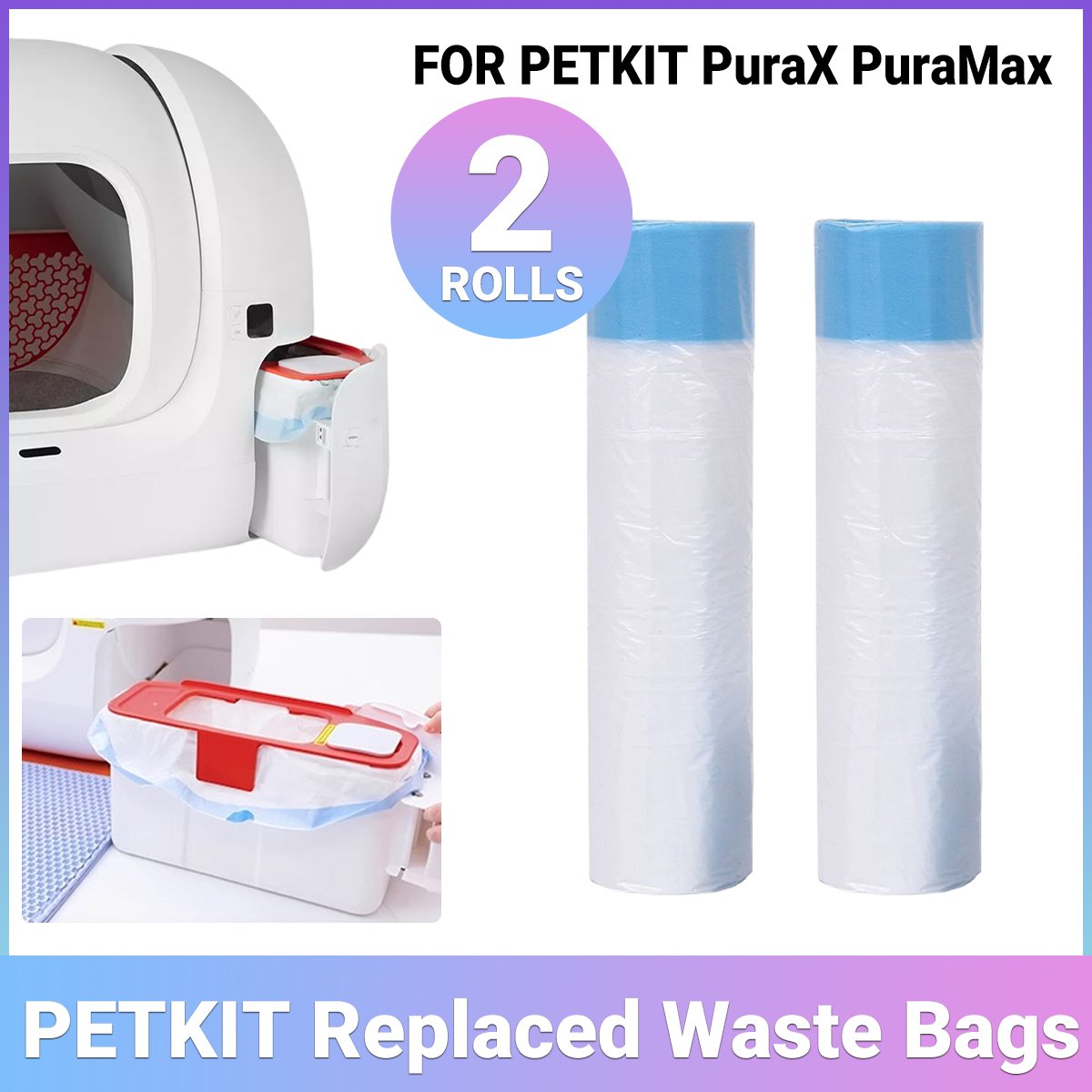 2Roll Smart Cat Toilet Garbage Bag Cat Collection Storage Bag Eco ...