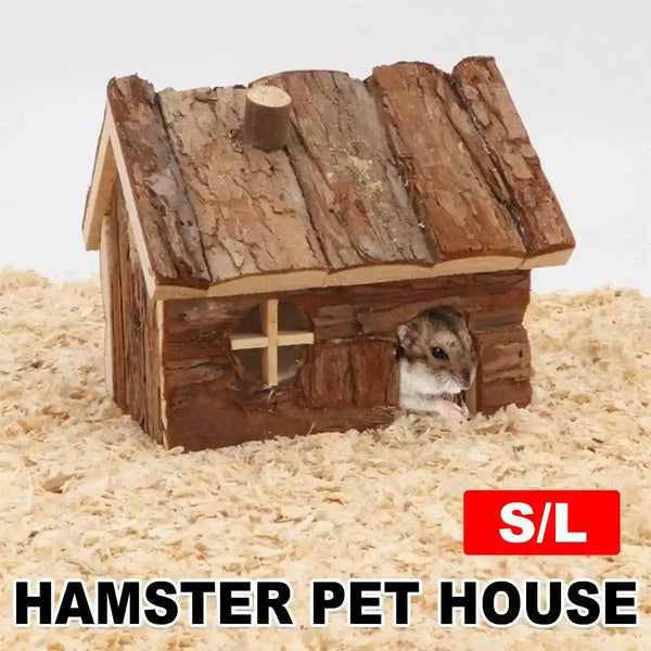 Natural Wood Hamster House - Rustic Design for Small Pets | Petfection ...