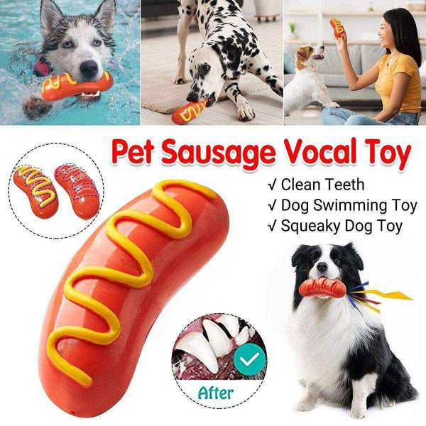 Interactive Squeaky Pet Sausage Toy for Dogs - Teeth Cleaning Dog Toy ...
